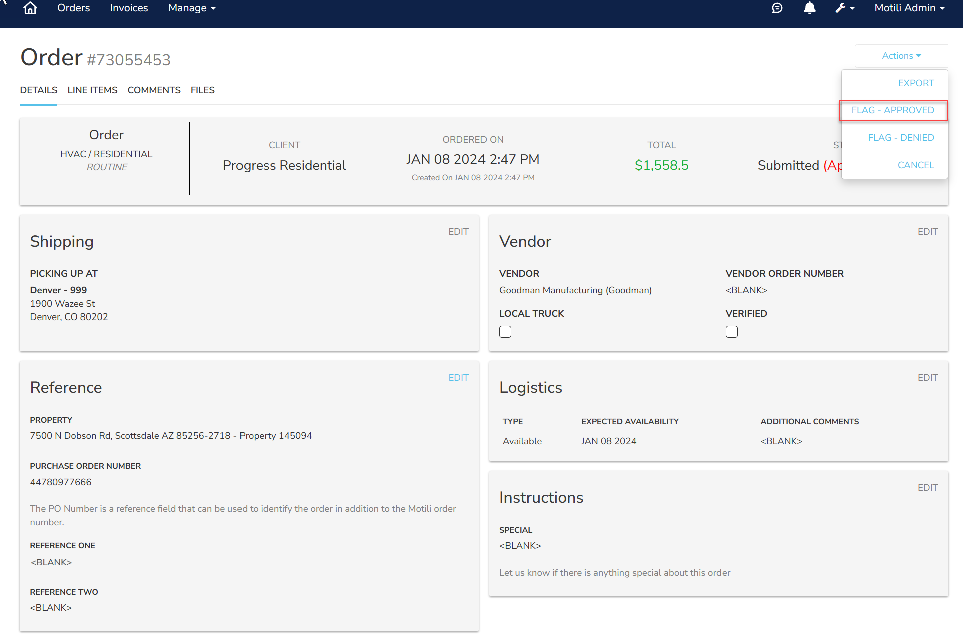 Approve or Reject a Direct Supply Order